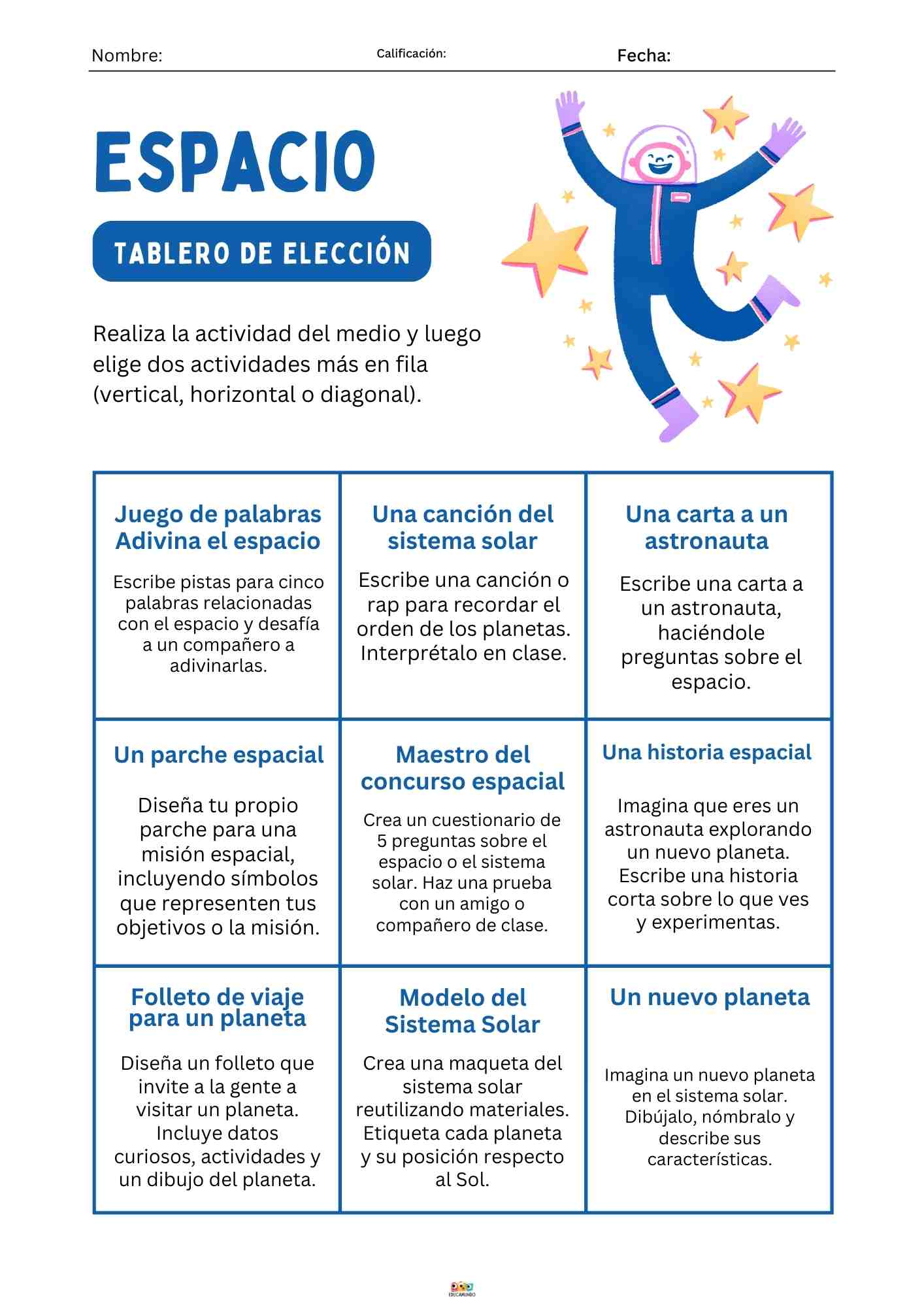 El Espacio para Niños – Vocabulario y Actividades | EducaMundo